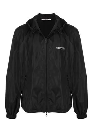 Valentino Garavani Hooded Logo Jacket - Black