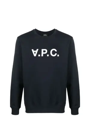 A.p.c. Logo-print Crewneck Sweatshirt - Blue