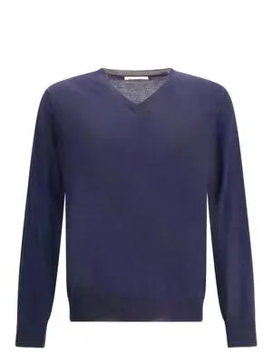 Brunello Cucinelli V-neck Long Sleeve Sweater - Blue