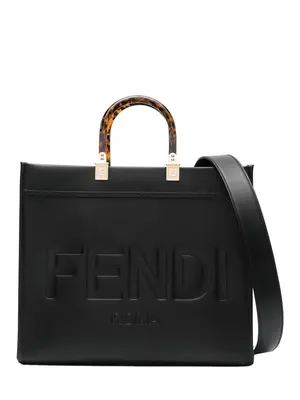 Fendi Sunshine Logo-debossed Tote - Black