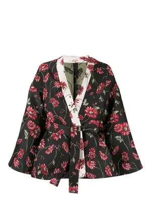 Adam Lippes Daisy-jacquard Kimono Jacket - Black