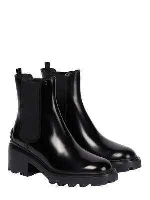 TOD'S Patent Leather Chelsea Boots - Black