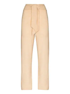 Nanushka Tied Waist Knit Trousers - Neutrals