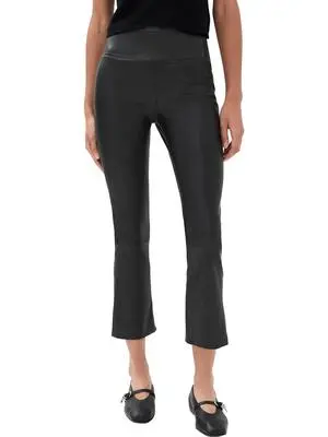 Sprwmn Leather Crop Flare Leggings - Black