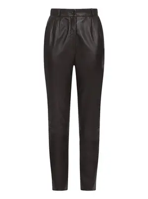 Dolce & Gabbana Plongé Leather Trousers - Black