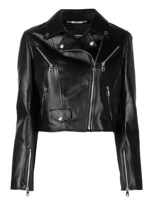 Dolce & Gabbana Calf Leather Biker Jacket - Black