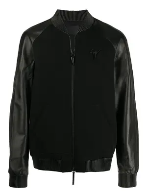 GIUSEPPE ZANOTTI Mixed Fabric Biker Jacket - Black