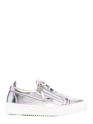 GIUSEPPE ZANOTTI Metallic Leather Low-top Sneakers - Silver