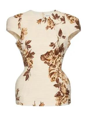 Magda Butrym Fitted Floral Print Top - Cream