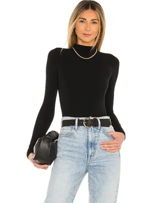 Commando Ballet Body Mockneck Bodysuit - Black