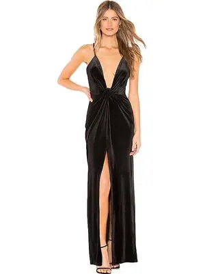 Superdown Deep V Maxi Dress - Black