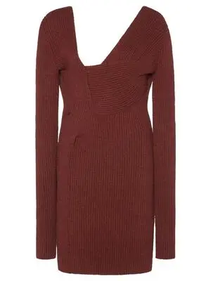Bottega Veneta Ribbed Knit Mini Dress - Brown