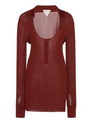 Bottega Veneta Ribbed Silk-blend Top - Orange