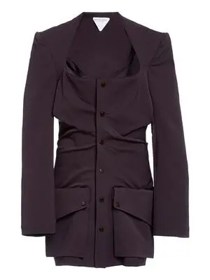 Bottega Veneta Gathered Gabardine Blazer - Brown