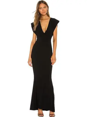 Norma Kamali V Neck Rectangle Gown - Black