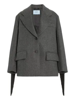 Prada Oversized Single-breasted Wool Jacket - Grey