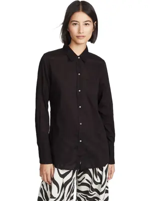 NILI LOTAN Cotton Voile Shirt - Black