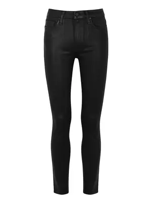 Paige Paige Hoxton Ankle Coated Skinny Jeans Black
