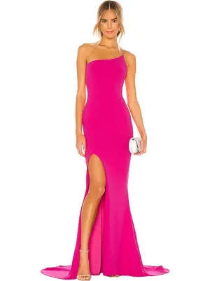 NOOKIE Jasmine One Shoulder Gown - Neon Pink