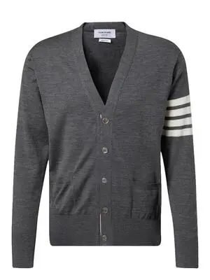Thom Browne 4-bar Merino Wool Cardigan - Grey