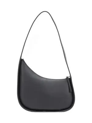 THE ROW The Row Half Moon Leather Shoulder Bag Black
