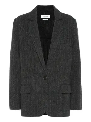 MARANT ETOILE Charly Herringbone Wool Jacket - Black