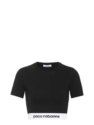Rabanne Jersey Crop Top - Black