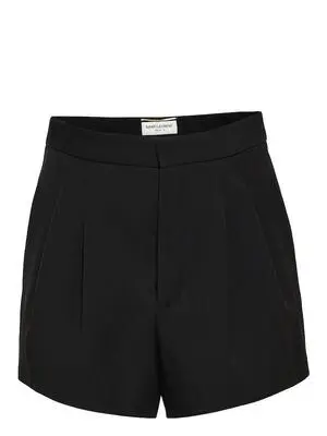Saint Laurent High-rise Virgin Wool Shorts - Black