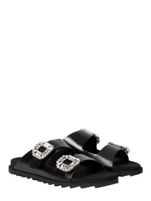 ROGER VIVIER Slidy Viv' Leather Sandals - Black