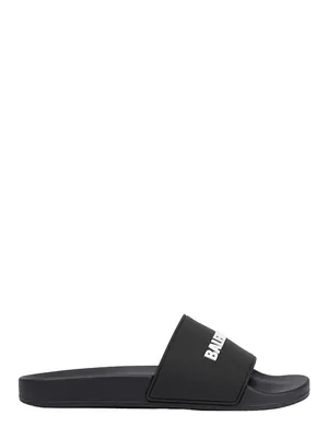 Balenciaga Pool Logo Slides - Black