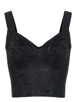 Dolce & Gabbana Lace-trimmed Jacquard Bustier - Black