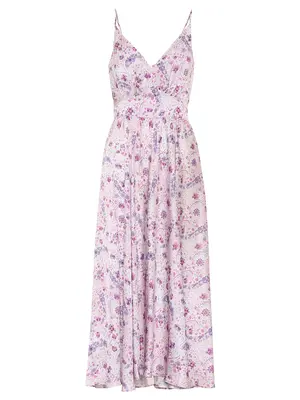 Rabanne Floral Satin Midi Dress - Purple