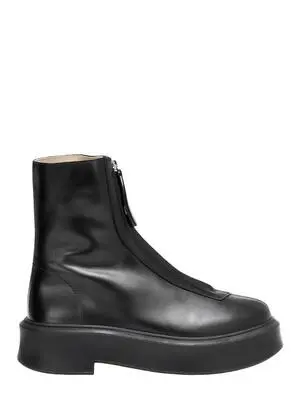 THE ROW Zipped 1 Leather Ankle Boots