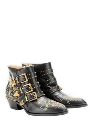 Chloé Susanna Studded Leather Ankle Boots - Black