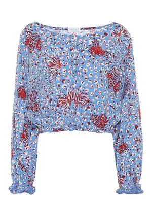 Poupette St Barth Betty Printed Crop Top - Blue