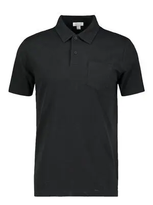Sunspel Riviera Cotton Polo Shirt - Black