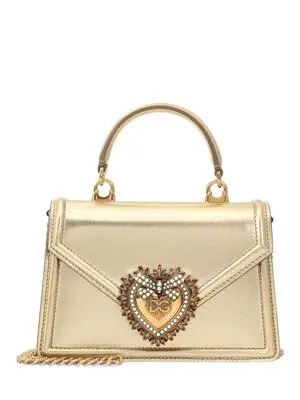 Dolce & Gabbana Devotion Leather Shoulder Bag - Gold