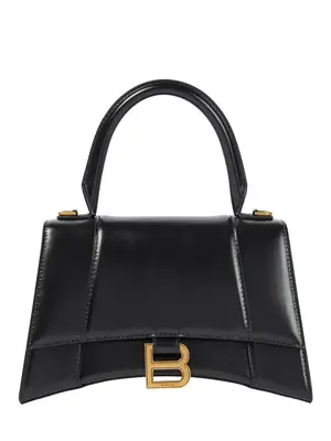 Balenciaga Hourglass Small Leather Crossbody Bag - Black