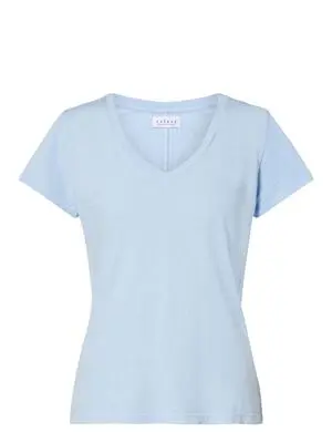 Velvet By Graham & Spencer Lilith Cotton V-neck T-shirt - Blue