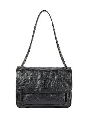 Saint Laurent Niki Medium Leather Shoulder Bag - Black