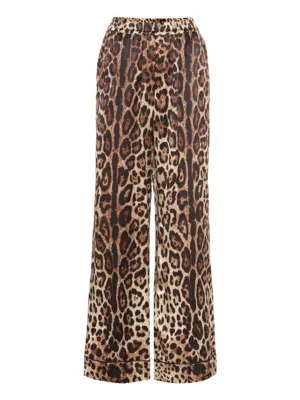 Dolce & Gabbana Leopard-print Silk Pants - Beige