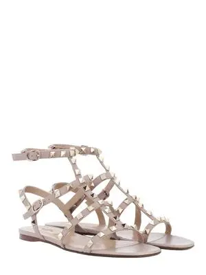 Valentino Garavani Rockstud Leather Sandals - Neutrals