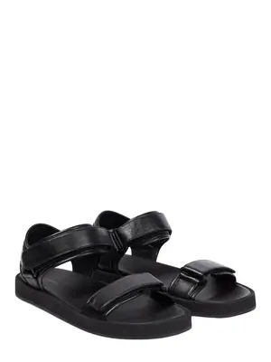 THE ROW Hook And Loop Leather Sandals - Black