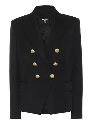 Balmain Double-breasted Wool Blazer - Black