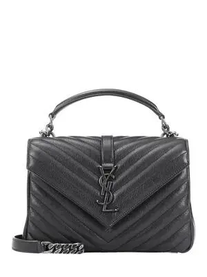 Saint Laurent Collège Medium Leather Shoulder Bag - Black