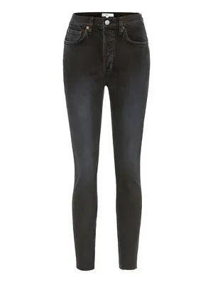 RE/DONE High-rise Ankle Crop Skinny Jeans - Black