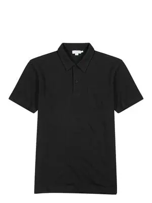 Sunspel Riviera Cotton-mesh Polo Shirt - Black