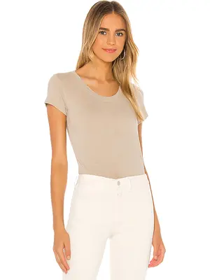 L'Agence Cory Scoop Neck Top - Biscuit