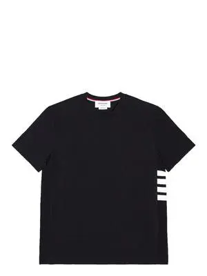 Thom Browne Bar Short Sleeve Cuff Tee In Blue - Navy