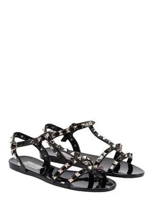 Valentino Garavani Pvc Rockstud Sandals - Coal